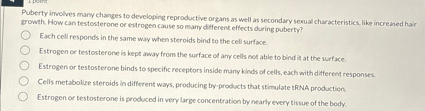Solved Puberty involves many changes to developing | Chegg.com