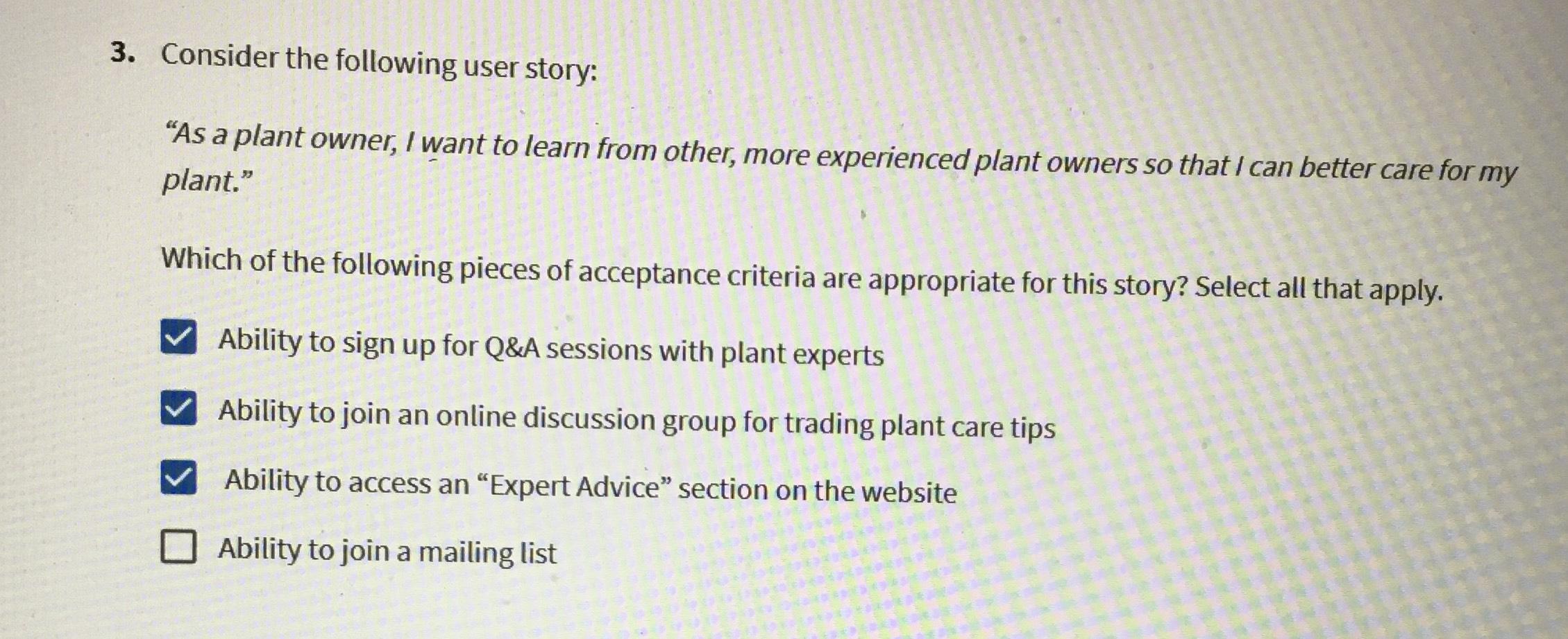 Solved Consider the following user story:"As a plant owner, | Chegg.com