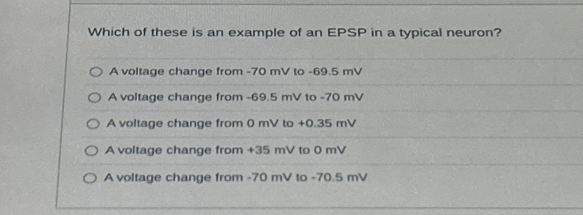 High Quality SOLUTION Which of these is an example of an EPSP in a ...
