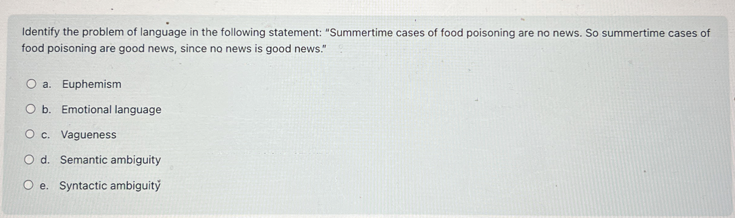 Solved Identify the problem of language in the following | Chegg.com