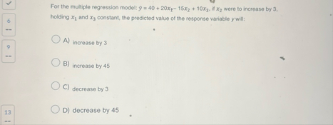 Solved For the multiple regression model: | Chegg.com