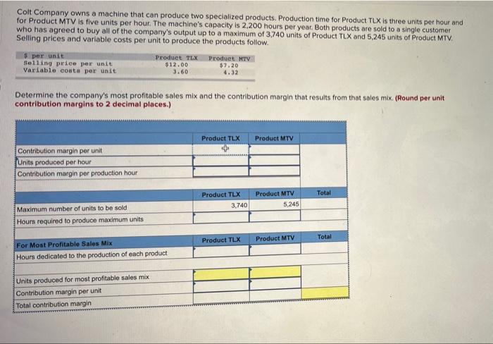 Solved Colt Company owns a machine that can produce two | Chegg.com