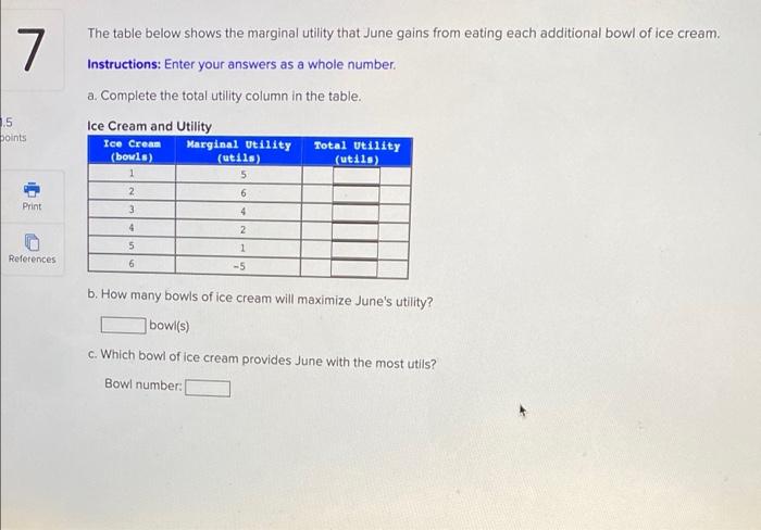 Solved The table below shows the marginal utility that June | Chegg.com