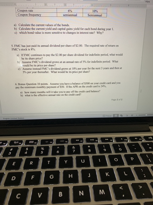 Solved Coupon rate Coupon frequency 6% semiannual 10% | Chegg.com