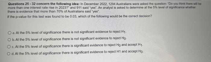 Solved Questions 25 - 32 concern the following idea: In | Chegg.com