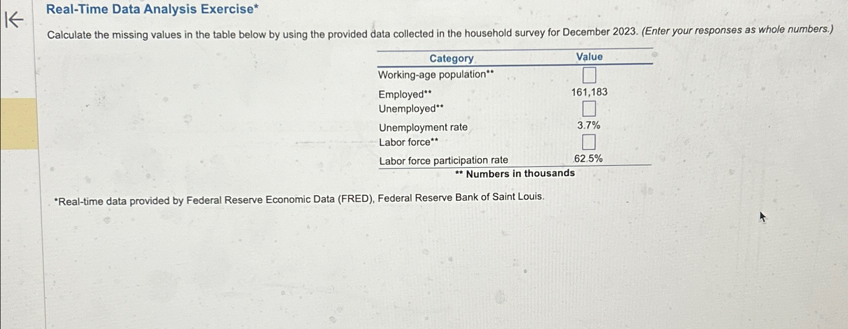 Solved Real-Time Data Analysis Exercise*Calculate the | Chegg.com