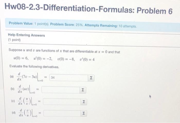 Solved Hw08-2.3-Differentiation-Formulas: Problem 6 Problem | Chegg.com