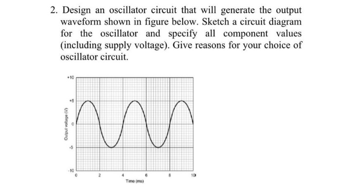 Solved 2. Design an oscillator circuit that will generate | Chegg.com