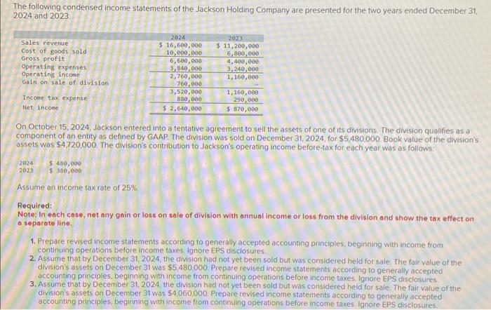 Solved Prepare revised income statements according to | Chegg.com