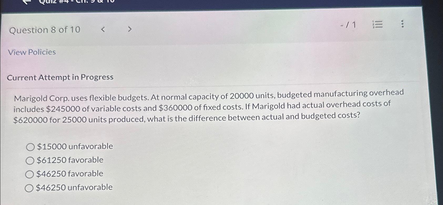 Solved Question 8 ﻿of 10-11View PoliciesCurrent Attempt in | Chegg.com