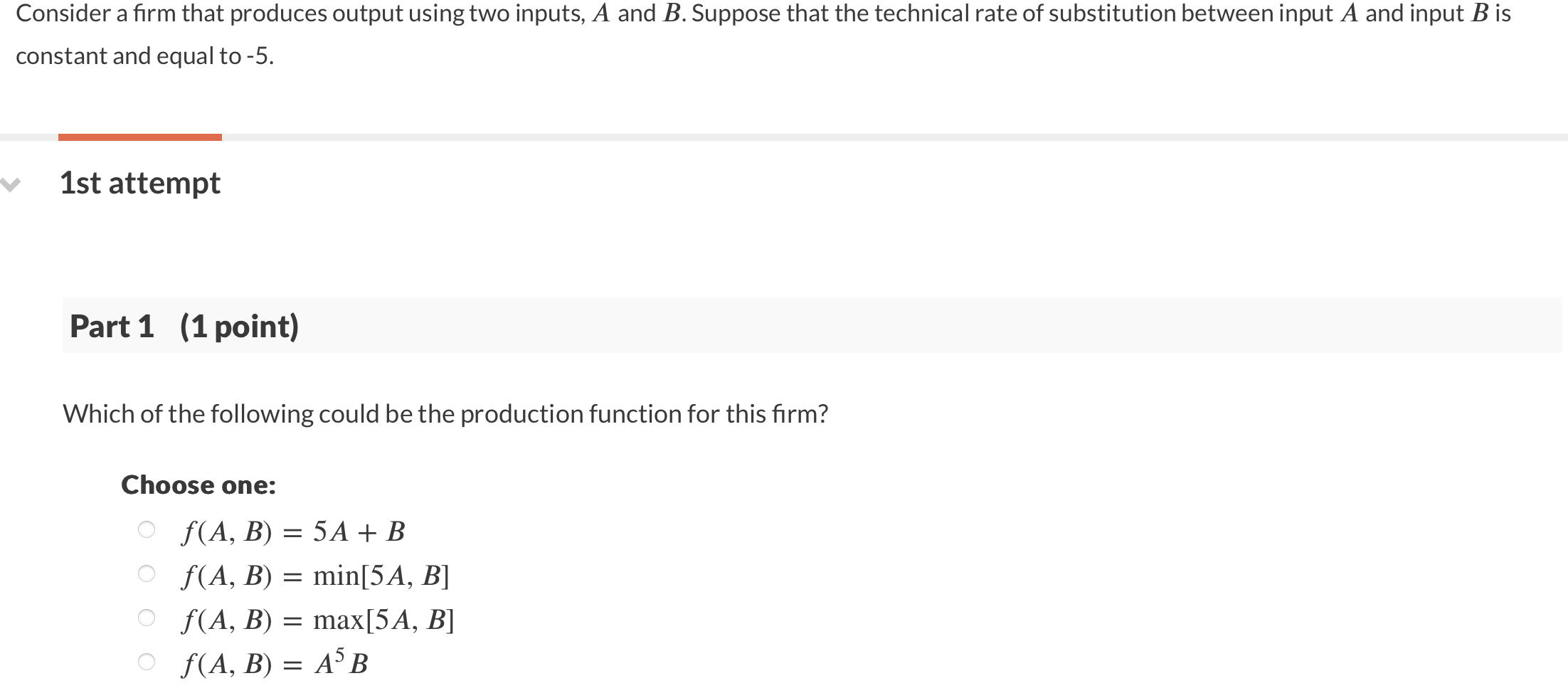Solved Consider a firm that produces output using two | Chegg.com