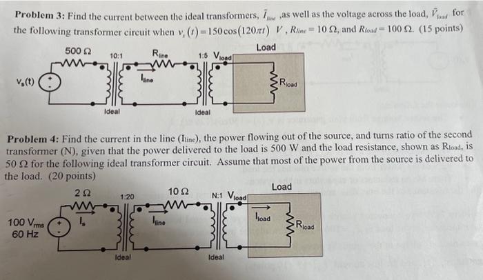 Solved Problem 3: Find the current between the ideal | Chegg.com