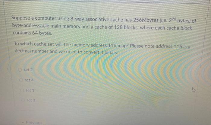 Solved Suppose a computer using 8-way associative cache has | Chegg.com