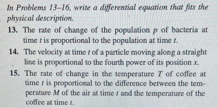 Solved In Problems 13–16, write a differential equation that | Chegg.com