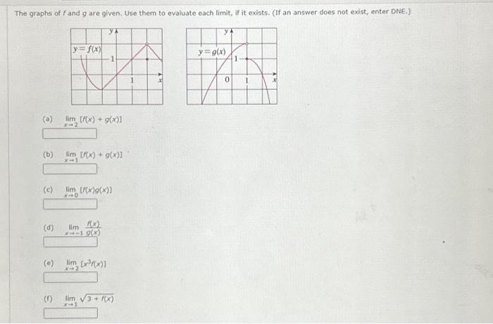 The graphs of f and g are given, Use them to evaluate | Chegg.com