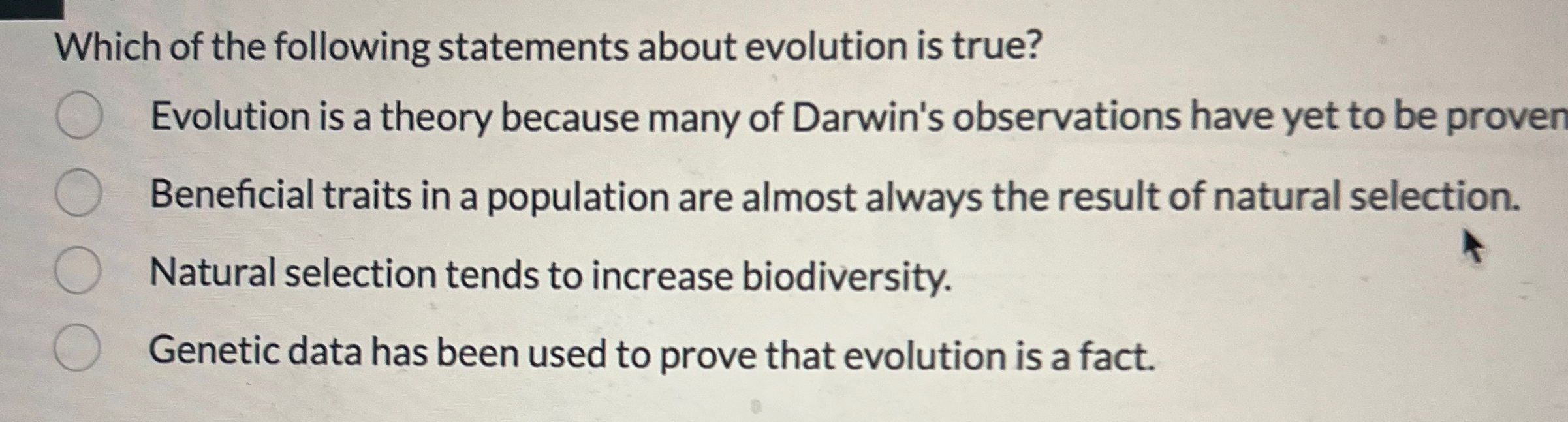 Solved Which of the following statements about evolution is | Chegg.com