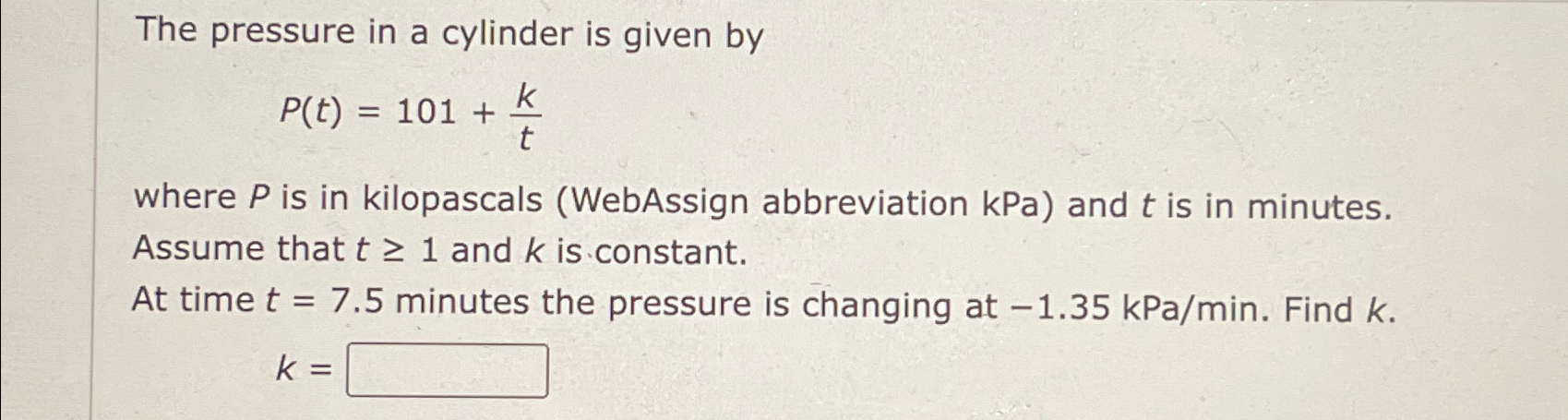 Solved The pressure in a cylinder is given | Chegg.com