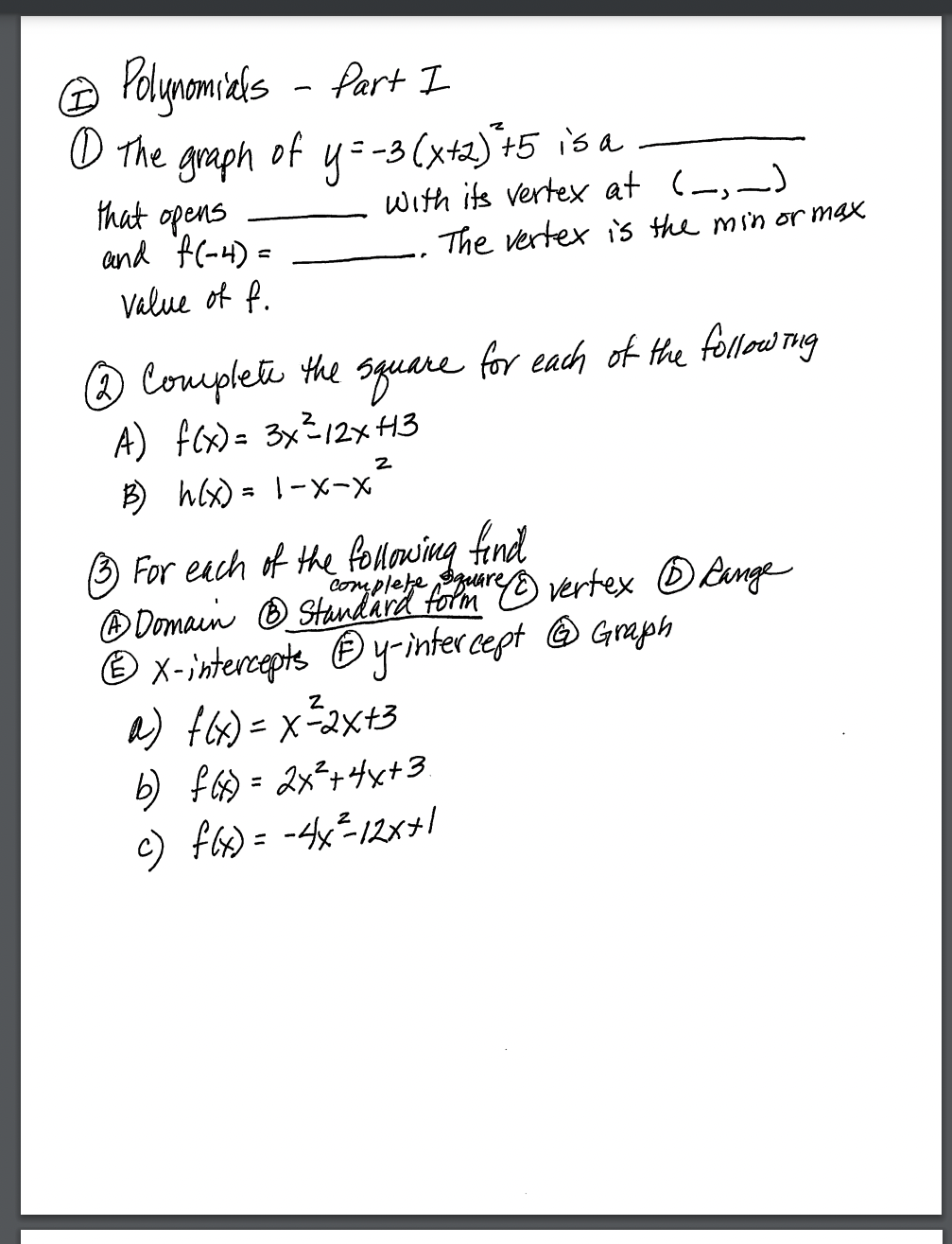 Solved (1) ﻿Polynomials - ﻿Part I(1) ﻿The graph of | Chegg.com