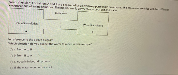 Solved (comprehension) Containers A and B are separated by a | Chegg.com