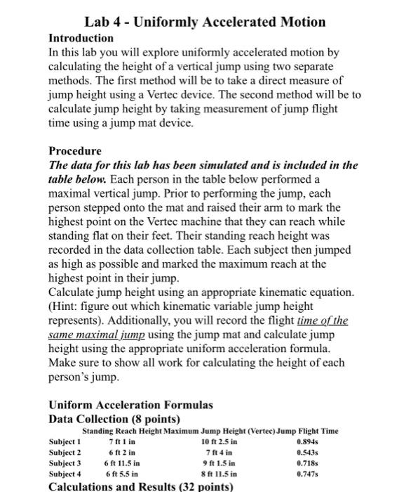 Solved Lab 4 - Uniformly Accelerated Motion Introduction In | Chegg.com