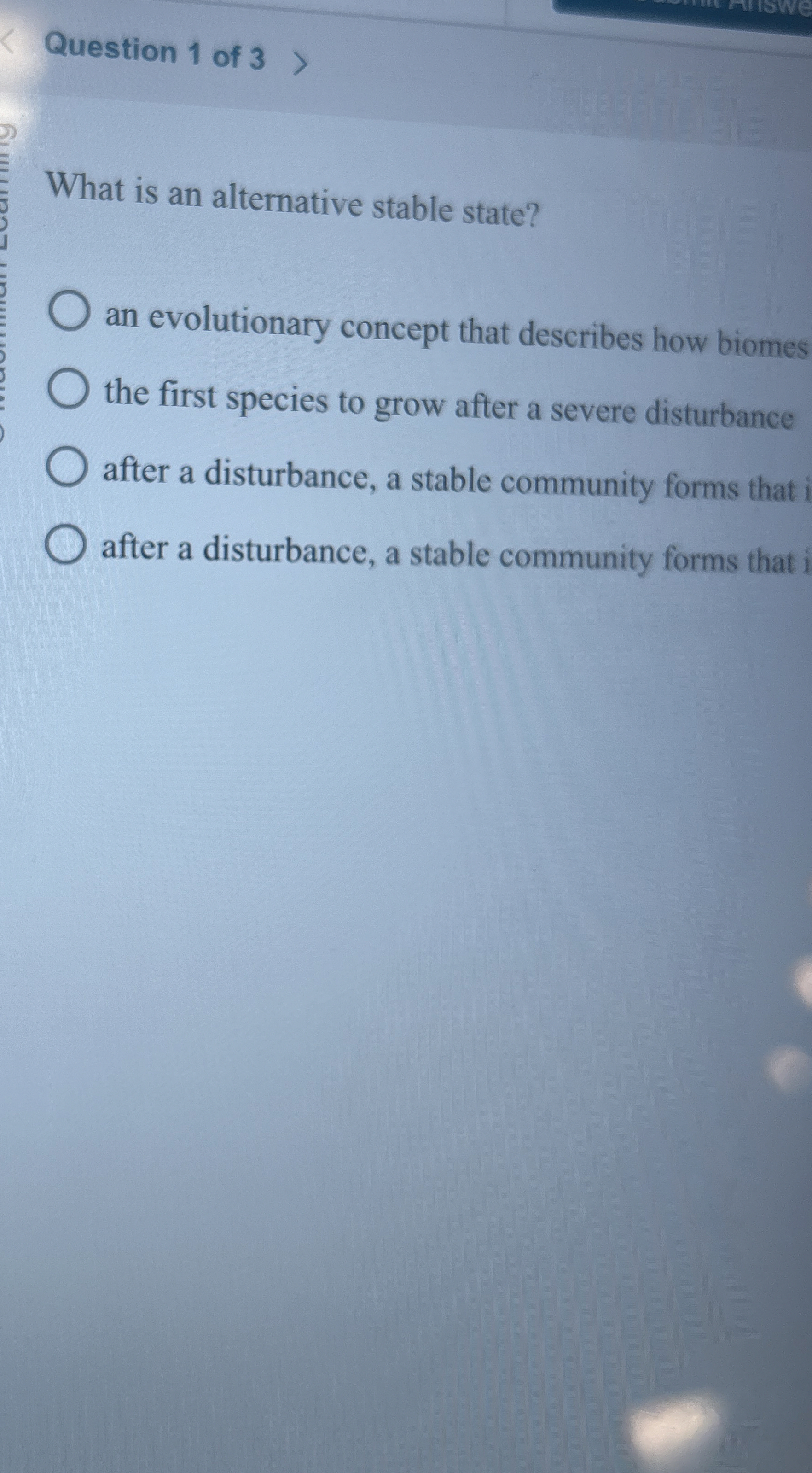 Solved Question 1 ﻿of 3What is an alternative stable | Chegg.com