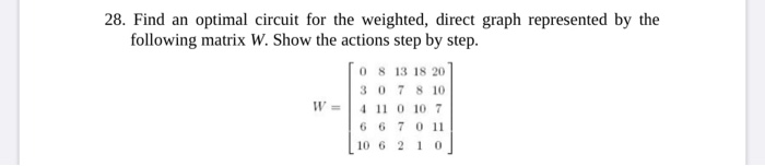 Solved 28. Find an optimal circuit for the weighted, direct | Chegg.com