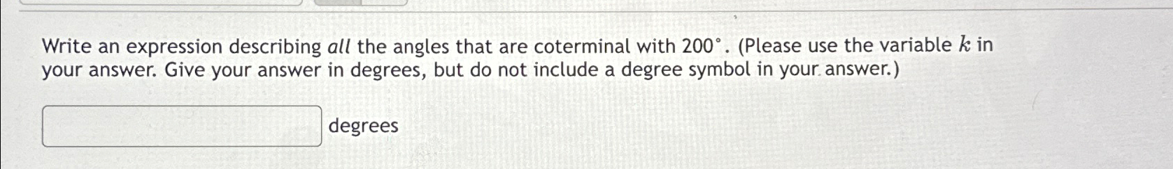 Solved Write an expression describing all the angles that | Chegg.com