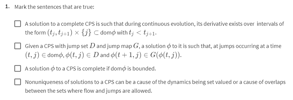 Solved True or False? Given a CPS with jump set 𝐷D and jump | Chegg.com