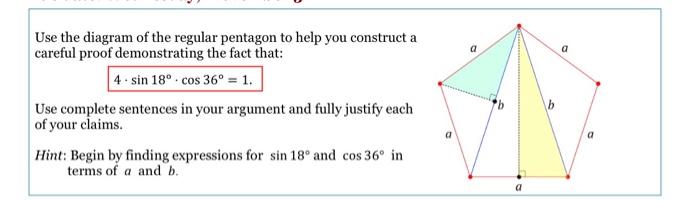 Solved a Use the diagram of the regular pentagon to help you | Chegg.com