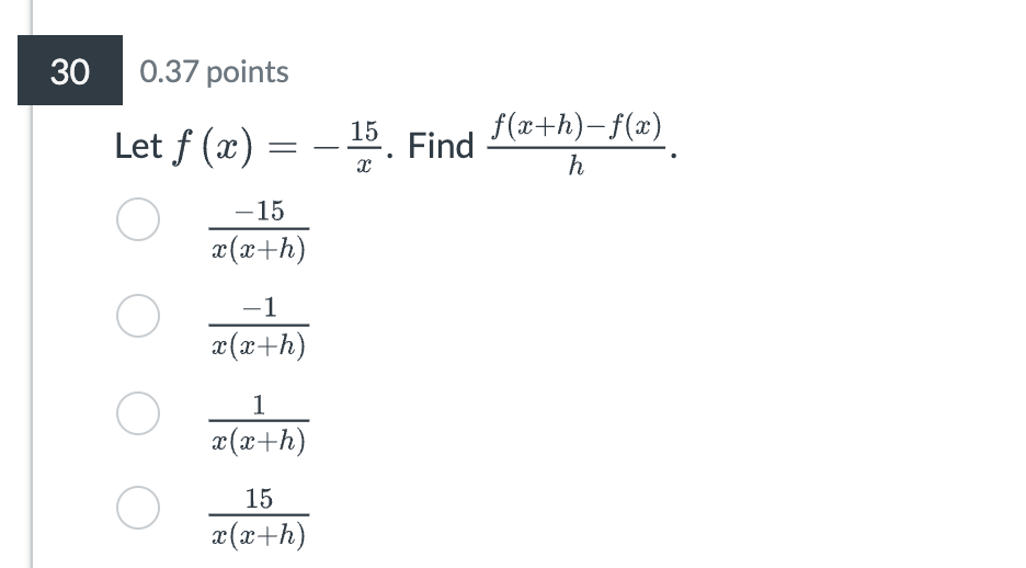 Solved Let f(x)=-15x. ﻿Find | Chegg.com