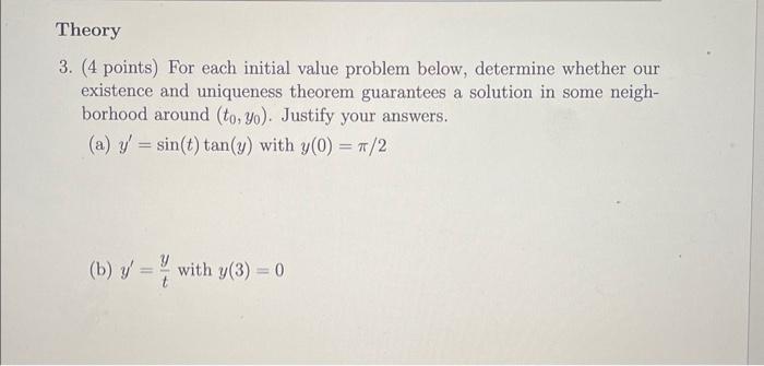 Solved 3. (4 points) For each initial value problem below, | Chegg.com