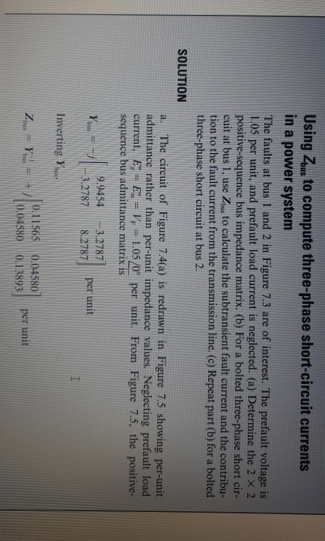 Using Zbus to compute three-phase short-circuit | Chegg.com