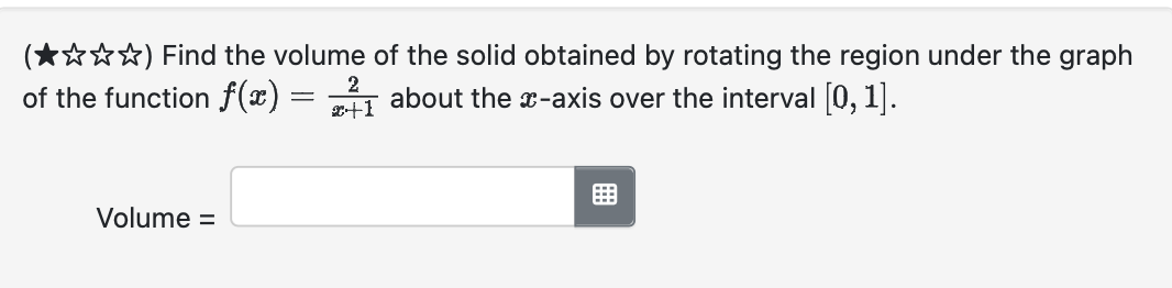 Solved Of The Function F X 2x 1 ﻿about The X Axis Over The