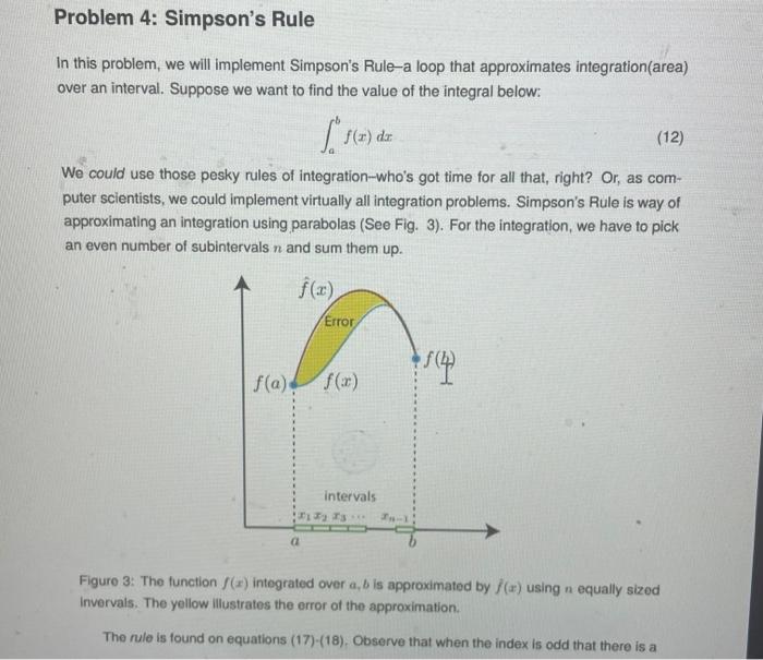 Solved Problem 4: Simpson's Rule In this problem, we will | Chegg.com