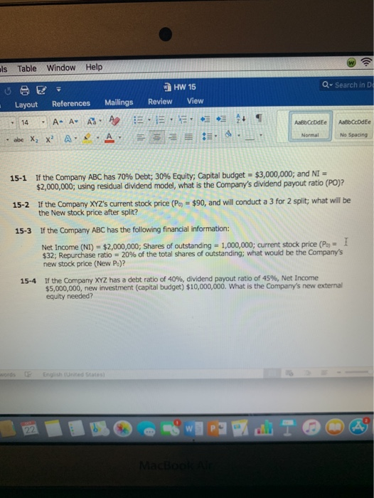 Solved Ols Table Window Help Hw 15 Q Search In D Layout