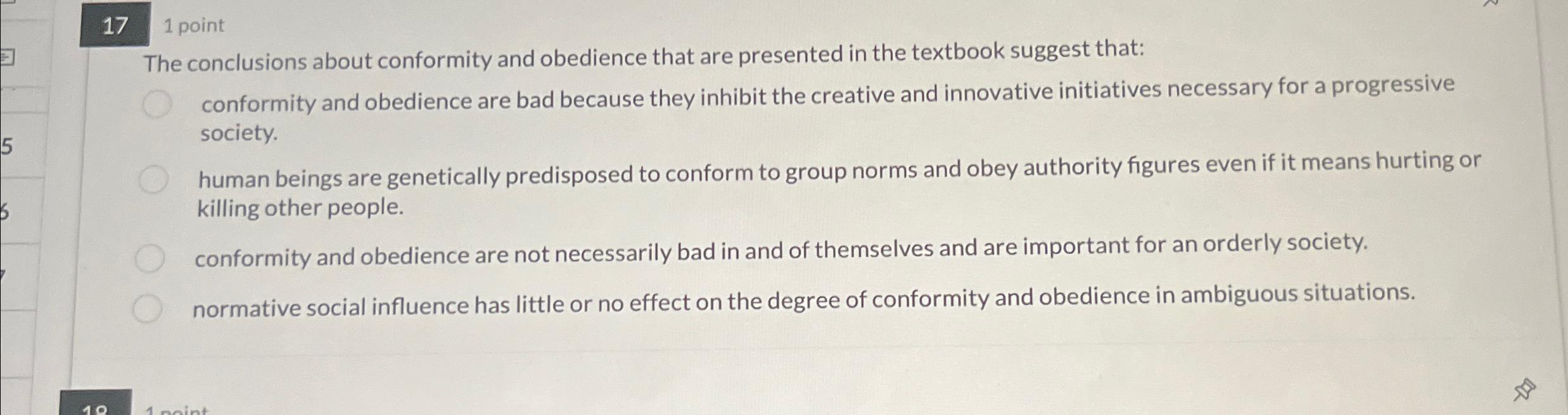 Solved 171 ﻿pointThe conclusions about conformity and | Chegg.com