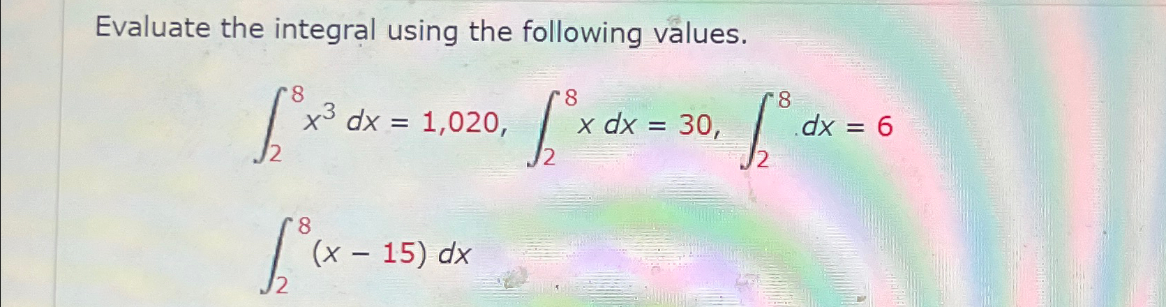 Solved Evaluate the integral using the following | Chegg.com