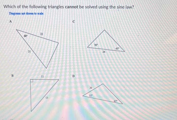 Solved Which of the following triangles cannot be solved | Chegg.com