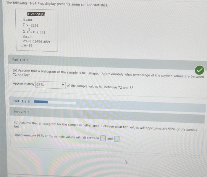 Solved The following TI-84 Plus display presents some sample | Chegg.com