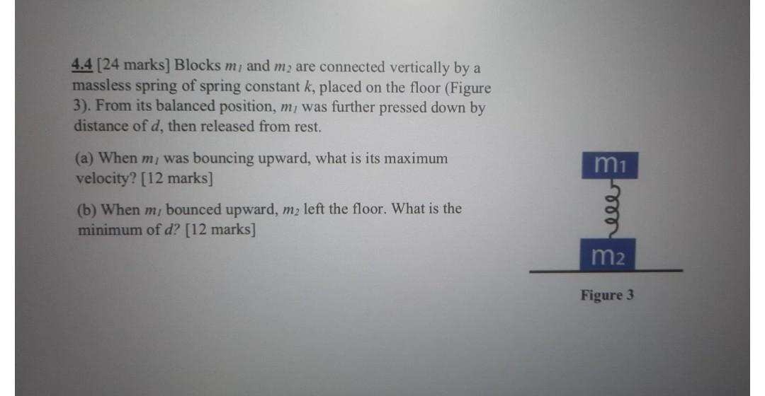 Solved 4.4 [24 marks] Blocks m1 and m2 are connected | Chegg.com