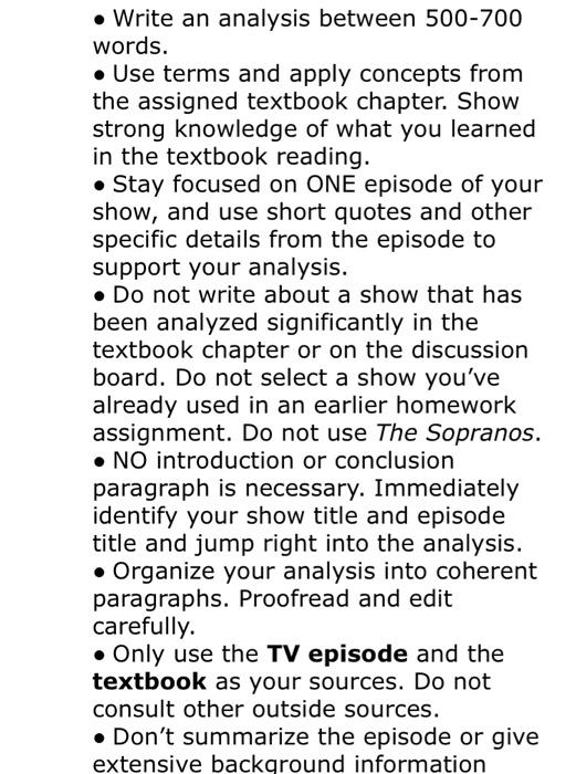 - Write an analysis between 500-700 words. - Use | Chegg.com