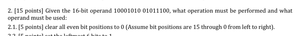 Solved [15 ﻿points] ﻿Given the 16 -bit operand | Chegg.com