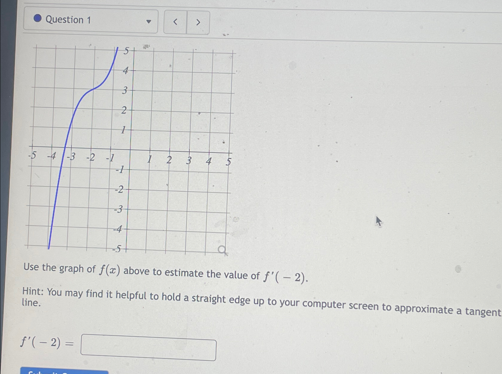 Solved Question 1Use the graph of f(x) ﻿above to estimate | Chegg.com