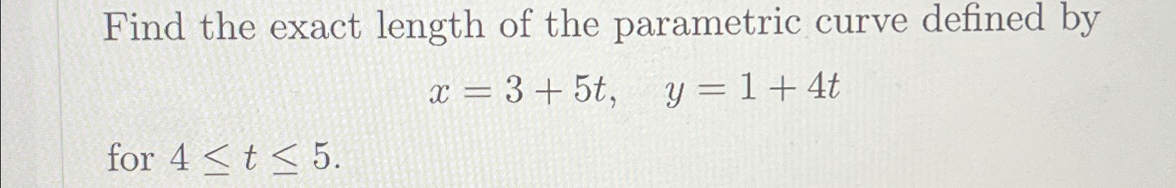 Solved Find the exact length of the parametric curve defined | Chegg.com