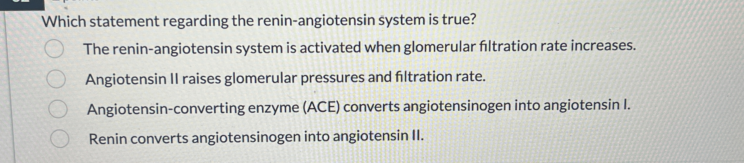 Solved Which statement regarding the renin-angiotensin | Chegg.com