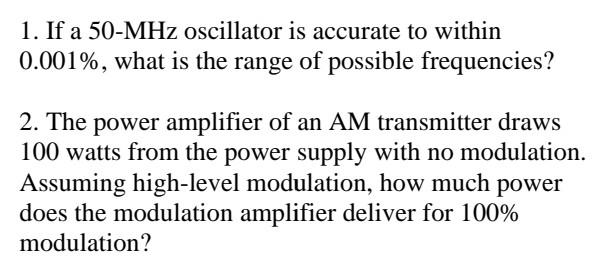 Solved 1. If a 50-MHz oscillator is accurate to within | Chegg.com