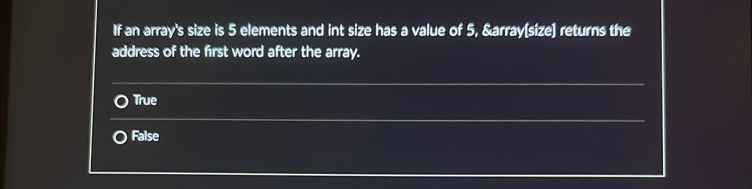 Solved If an array's size is 5 ﻿elements and int size has a | Chegg.com