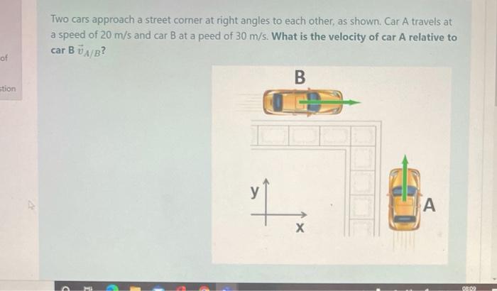 Solved Two cars approach a street corner at right angles to | Chegg.com