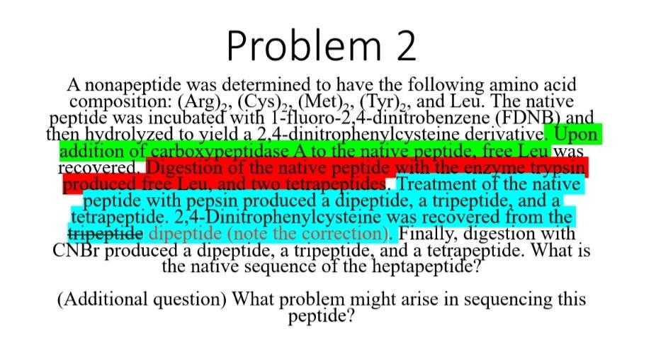 Solved A nonapeptide was determined to have the following | Chegg.com