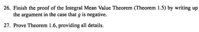 Solved 26. Finish the proof of the Integral Mean Value | Chegg.com